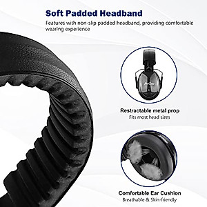 ProCase Noise Reduction Safety Ear Muffs, 32dB Hearing Protection Earmuffs Ear Defenders with Adjustable Headband for Shooting Mowing Construction Manufacturing Woodwork -Black