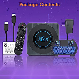 X96 X4 PRO Android TV Box Android 11 TV Box with Amlogic S905X4 Quad-Core 64bits A55 1000M LAN Dual-WiFi 2.4G/5G, Android Box 4GB RAM 64GB ROM with Wireless Keyboard 8K/6K/AV1/3D/USB 3.0/BT 5.0