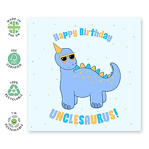 CENTRAL 23 - Cute Birthday Card for Him - 'Happy Birthday Unclesaurus' - Uncle Birthday Card - Fun Birthday Card - Comes with Cute Stickers