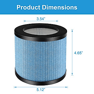 True HEPA TPAP002 Filter Replacement Compatible with TOPPIN TPAP002 HEPA Air Purifier Comfy Air C1, H13 Grade 4-in-1 Toppin Air Filter & Activated Carbon Pre-Filter, Part# TPFF002, Perfect for Home