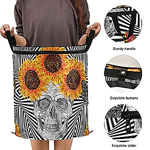 Butterfly Sunflowers Skull Pop Up Laundry Hamper With Lid Foldable Laundry Basket With Handles Collapsible Storage Basket Clothes Organizer for laundry Room Camp Travel