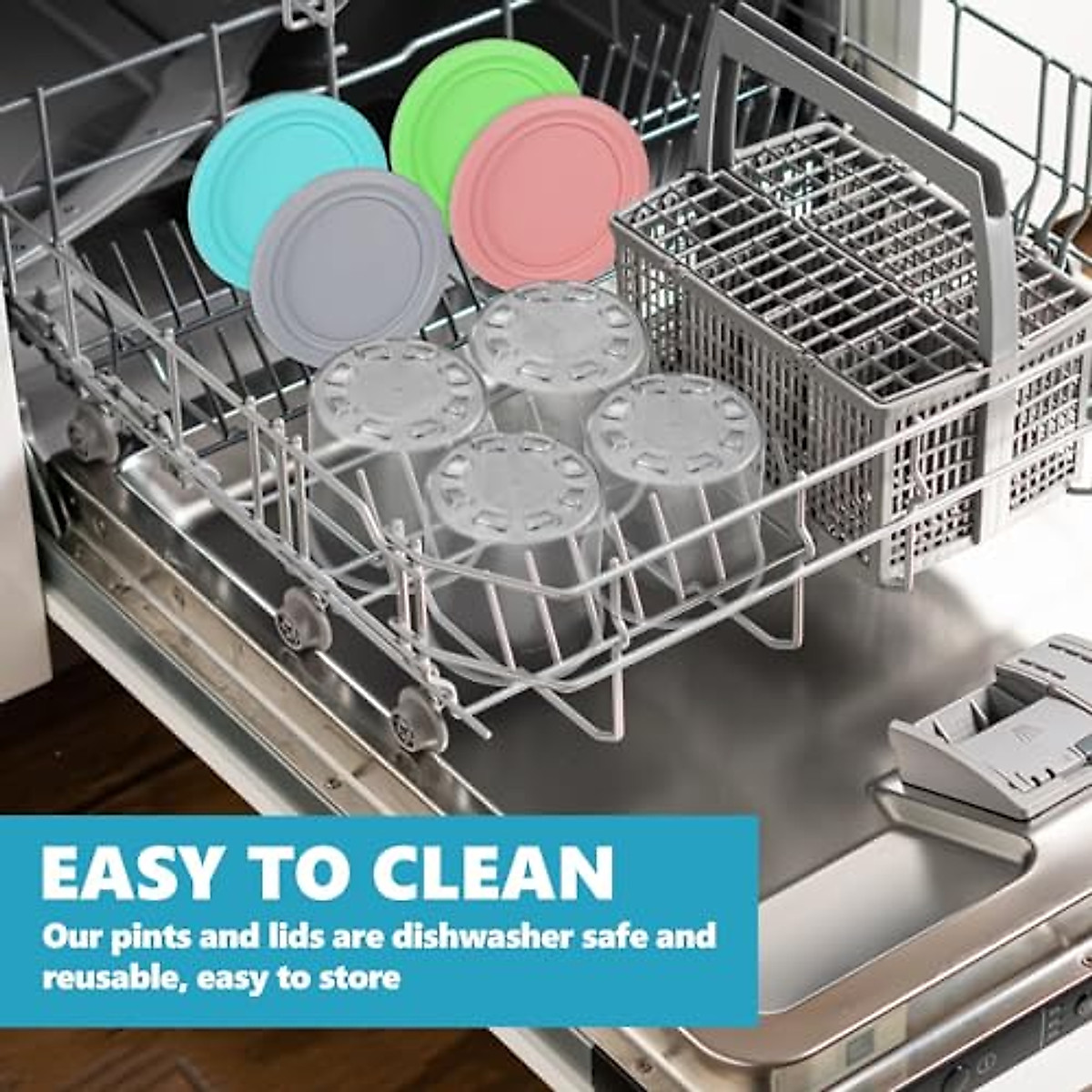 Nepfaivy Containers Replacement for Ninja Creami Pints and Lids - 4 Pack 16oz Creami Pint Containers Compatible with NC299AMZ & NC300s Series Ninja Ice Cream Maker, Creamy Pints Dishwasher Safe