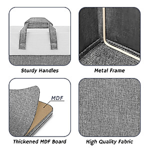 GRANNY SAYS 12x12 Storage Cubes, Cube Storage Bins with Metal Frame, Foldable Cube Storage Organizer, Closet Storage Baskets, Storage Cube Bins, Storage Bins for Shelves, White&Gray, 4 Pack