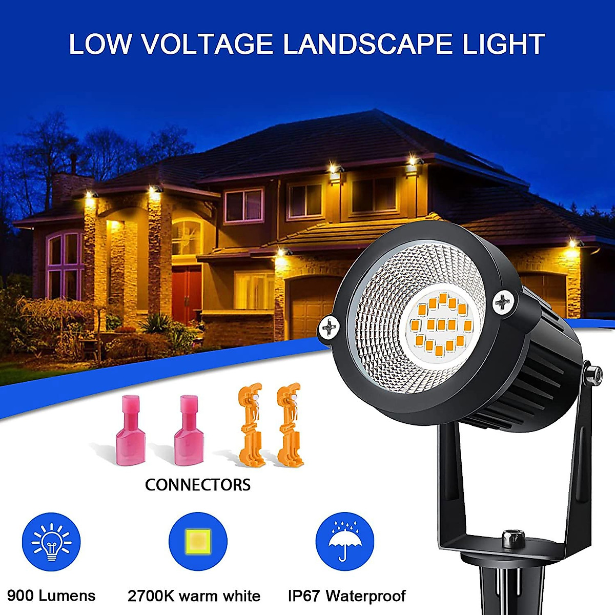 HISTRIP LED Landscape Lights, 7W Low Voltage Outdoor Lights with Wide Range Landscape Lighting, 60,000 Hours Lifespan IP67 Waterproof Landscape Light Withstands Rain, Snow, Thick Fog (12Pack)