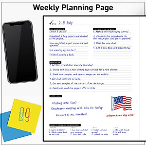 Daily Planner - Professional Life Planner, Calendar & Gratitude Journal to Increase Productivity, Time Management & Happiness - Vegan Leather Softcover, 6 Months, Undated 24 Hour Business Planner