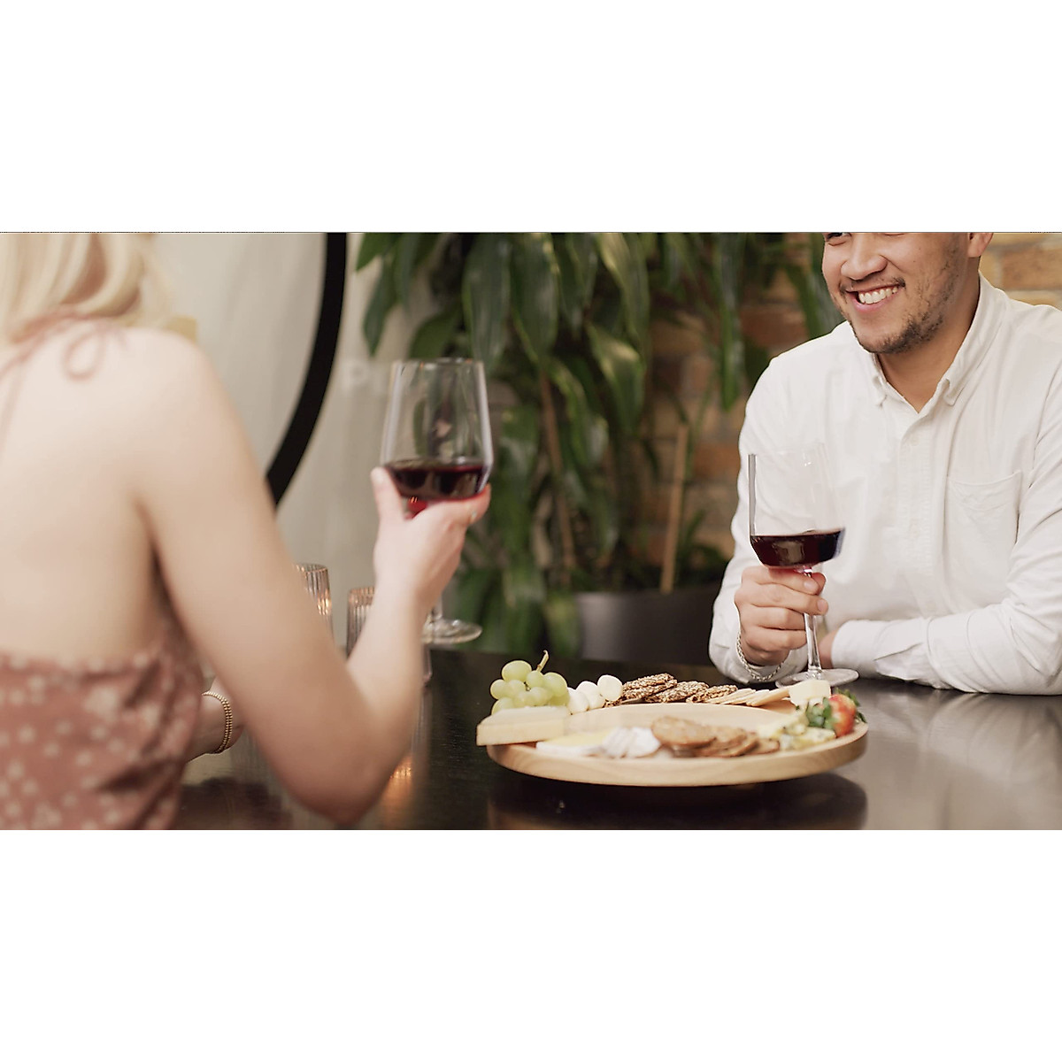 Permaggio Cheese Board and Knife Set, Wine and Cheese Serving Set, Lazy Susan Tray Charcuterie Platter 13.1", Natural Rubber Wood, Perfect Hostess Gift, Swivel Server Cheeseboard Gift Set