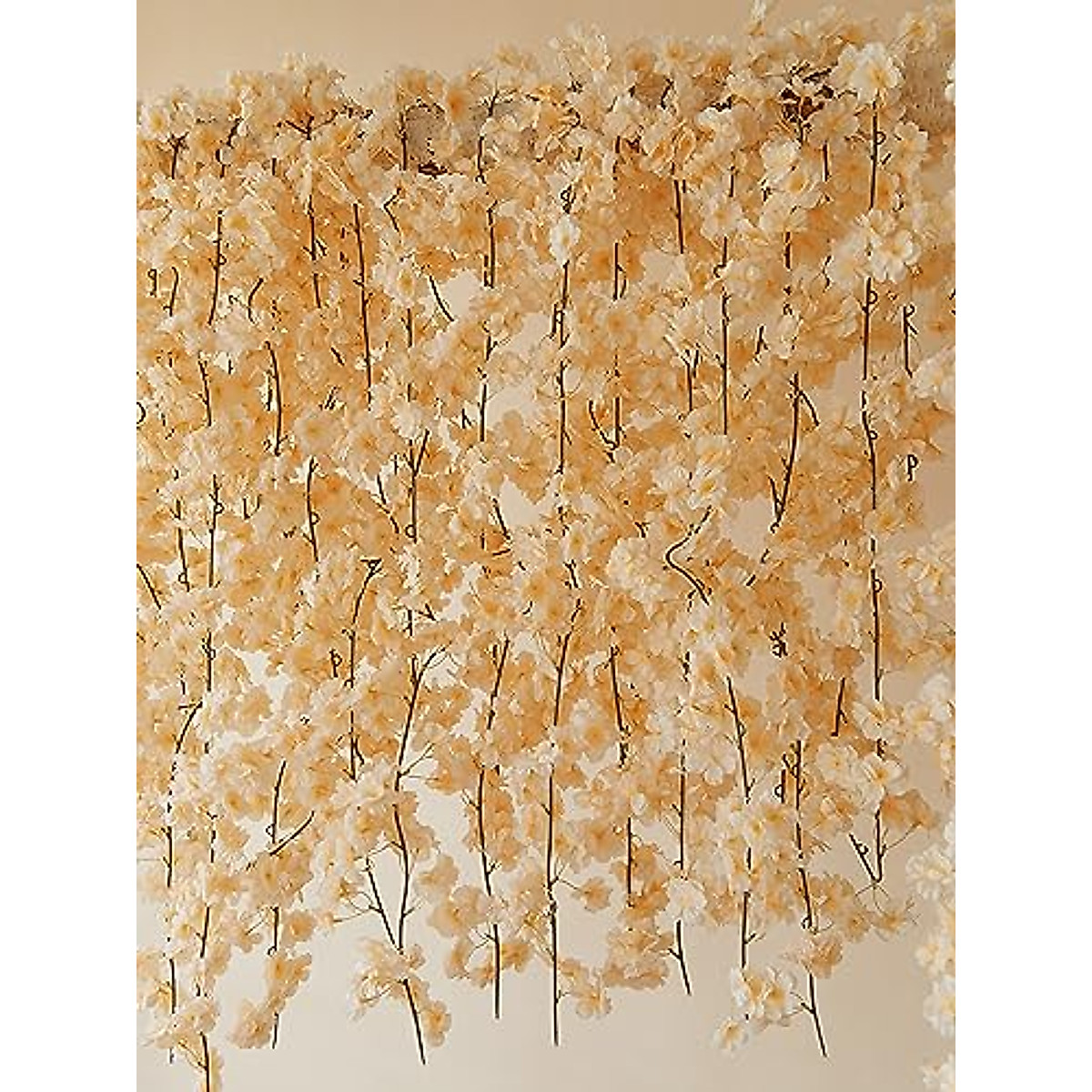 PARTY JOY 8pcs 23.6ft Artificial Cherry Blossom Flower Garland Hanging Vines for Home Decor Room Wedding Party Kawaii Decor Champagne