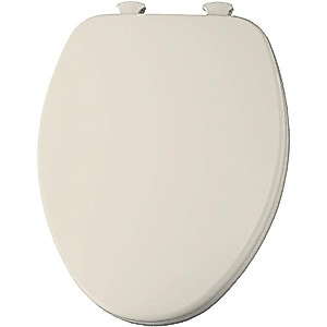 CHURCH 585EC 346 Toilet Seat with Easy Clean & Change Hinge, ELONGATED, Durable Enameled Wood, Biscuit/Linen