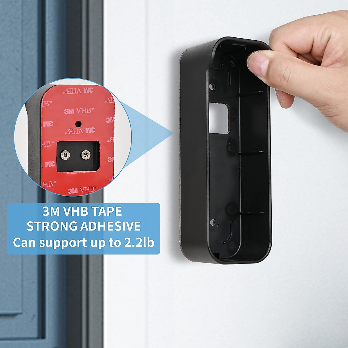 Adhesive Door Mount Compatible with Blink Video Doorbell, No-Drill Mounting Bracket, Accessories for Blink Doorbell Security System - Black