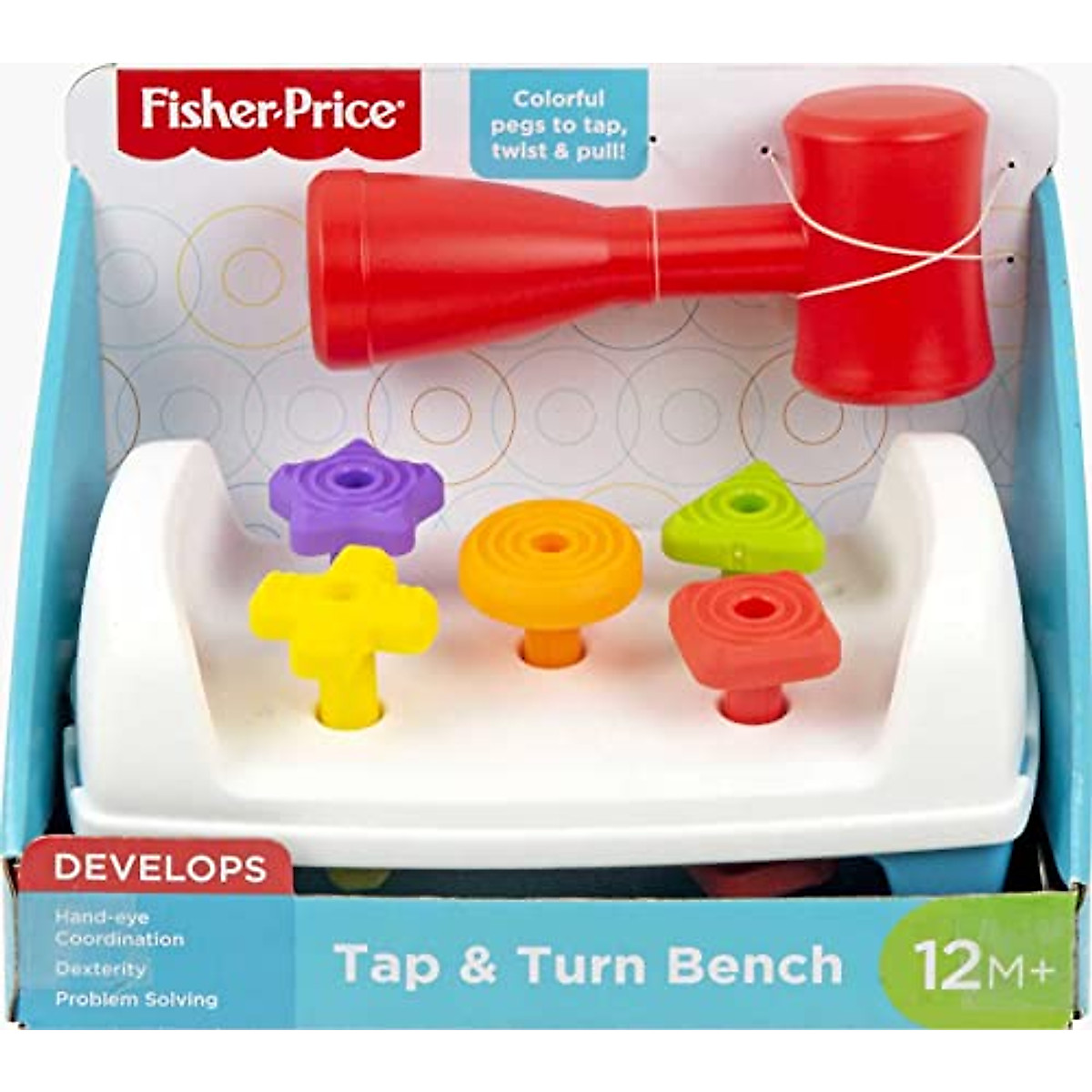 Fisher-Price Toddler Toy Tap & Turn Bench Pretend Tools 2-Sided Construction Set For Ages 1+ Years