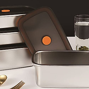 CORAHE 304 Stainless Steel Large Food Storage Container with Lids Airtight Metal Food Containers Stackable Meal Prep Leftover Containers for Freezer Fridge Oven Dishwasher Safe (Size : 2300ML)