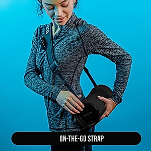 Raycon Fitness Speaker, Portable, IPX7 Waterproof, Dustproof, 36 Hr Battery, Microphone, Dual Drivers, TWS Multi-Link Stereo, Strap (Carbon Black)