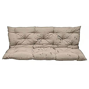 Rlosqvee Swing Cushions for Outdoor Furniture, Waterproof Outside Bench Cushion with Backrest, 2/3 Seater Pad for Patio Backyard Porch Garden (Beige 100x100cm)