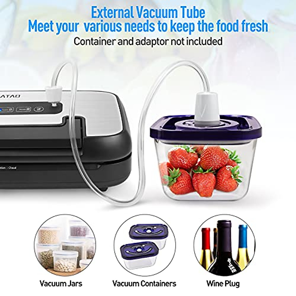 SEATAO VH5156 Vacuum Sealer, 80kpa Multifunctional Commercial and Home Vacuum Food & Glass Food Storage Containers Preserve Food Storage Containers with Lids