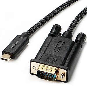 DteeDck USB C to VGA Cable 6 ft, USB Type C (Thunderbolt 3) to VGA Cable Sturdy Braided for USB 3.1 Devices-Compatible with MacBook Pro, iPad Pro Galaxy S10/S9/S8, Surface Book 2, Dell XPS, HP Etc