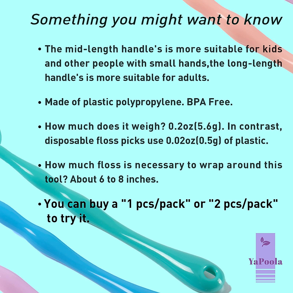 Reusable NO-Waste Dental Floss Handle 2 Counts for Adults and Kids Teeth Cleaning Interdental Brush Unflavored Floss Picks Colorful Design floas Holder Flosser