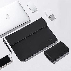 HYZUO 13.3-14 Inch Laptop Sleeve Case Compatible with MacBook Pro 14 M2/M1 Pro/Max A2779/A2442 2021-2023, MacBook Air 13 Inch 2010-2023, Faux Suede Leather Case with Accessory Bag, Black