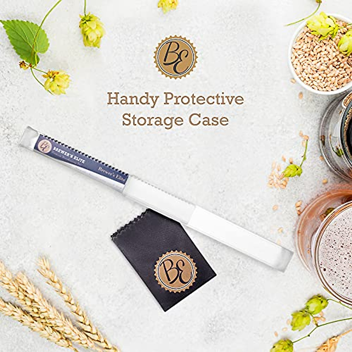 Brewer's Elite Hydrometer & Plastic Test Jar - for Home Brew Beer, Wine, Mead and Kombucha - Deluxe Triple Scale Set, Hardcase and Cloth - Specific Gravity ABV Tester