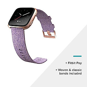 Fitbit Versa Special Edition Smartwatch with Woven Band - Lavender / Rose Gold (Renewed)