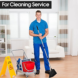 10 Pack Heavy Duty Broom Bulk, Outdoor Indoor Broom Commercial Angle Broom with Adjustable Long Handle Stiff Bristles Broom with 47 Inch Broomstick for Home Kitchen Office Patio Lobby Floor Sweeping