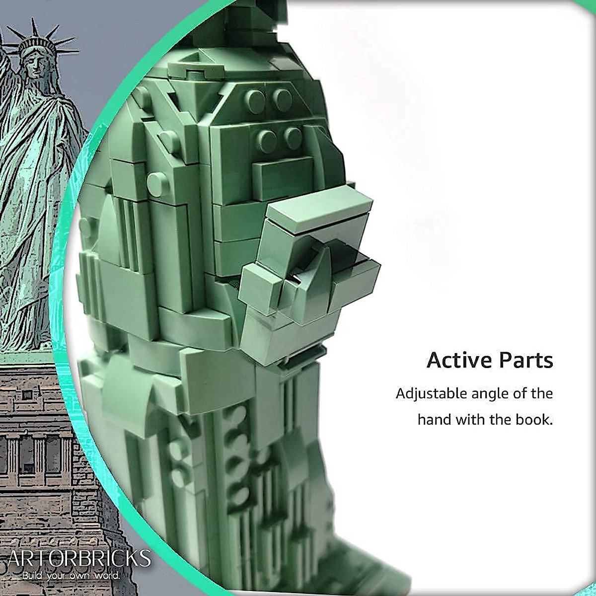 ArtorBricks Architectural Statue of Liberty Building Large Collection Building Set Model Kit and Gift for Kids and Adults(1577 Pieces)