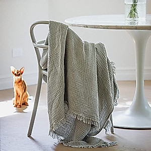 Mint Alley Cotton Muslin Blanket 4-Layer Dark Grey Blankets for Adult 79 x 83 inch Extra Large Lightweight Soft Breathable Throw Comfort Blanket All Season