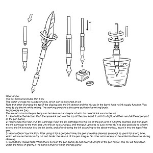 GOWENIC Dip Calligraphy Pen Set, Ink Sac Pen Kit Retro Carved Design for Office for Home (SP139001 black)