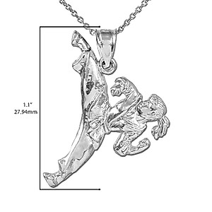 .925 Sterling Silver Karate Girl Women’s Martial Arts Sports Taekwondo Jiu Jitsu Charm High Kick Pendant Necklace - 16"
