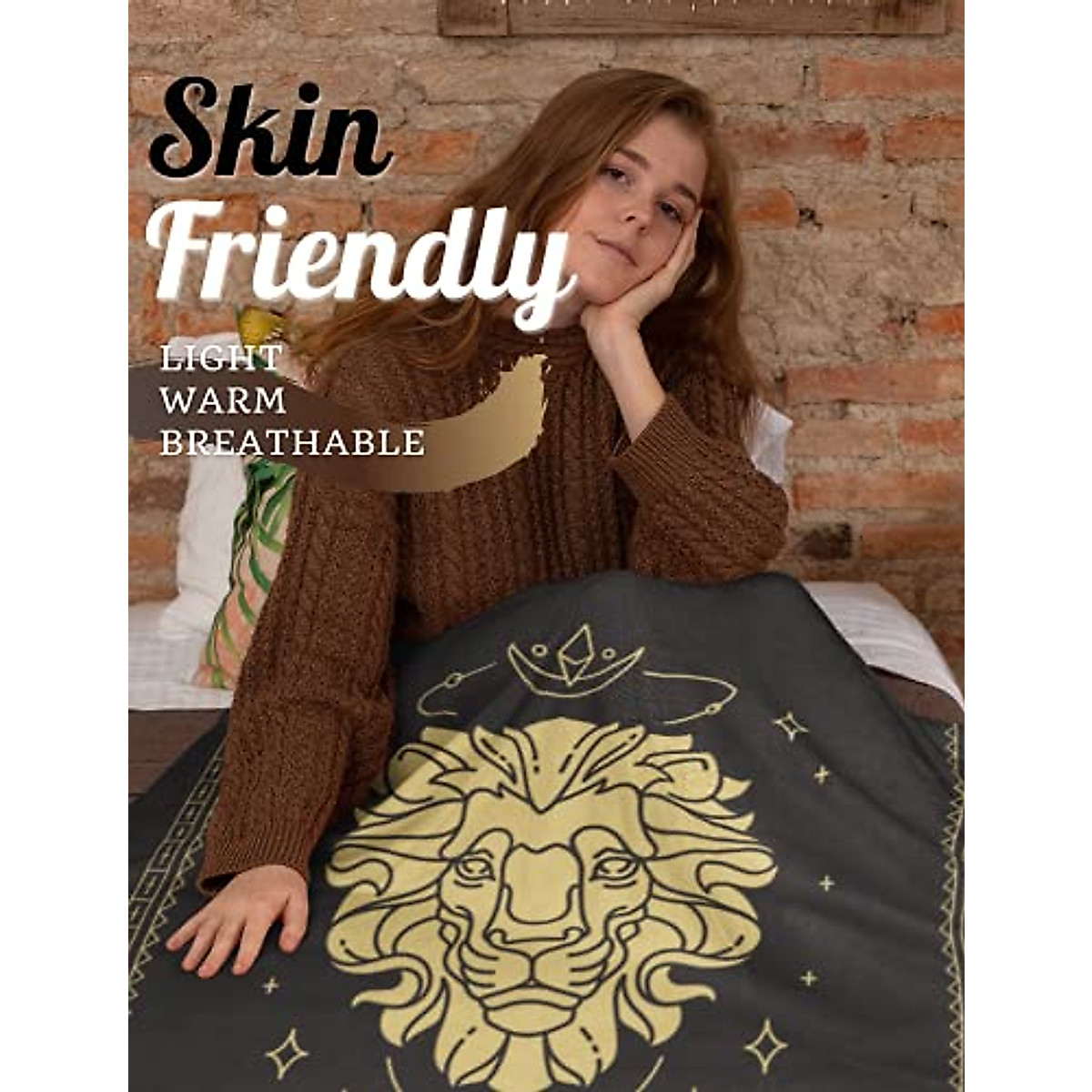 InnoBeta Leo Gifts Zodiac Astrology Sign Bed Flannel Blanket Throws, Birthday for Women Men, Constellation Gifts for Friends, Girlfriend, Wife (50"x 65")