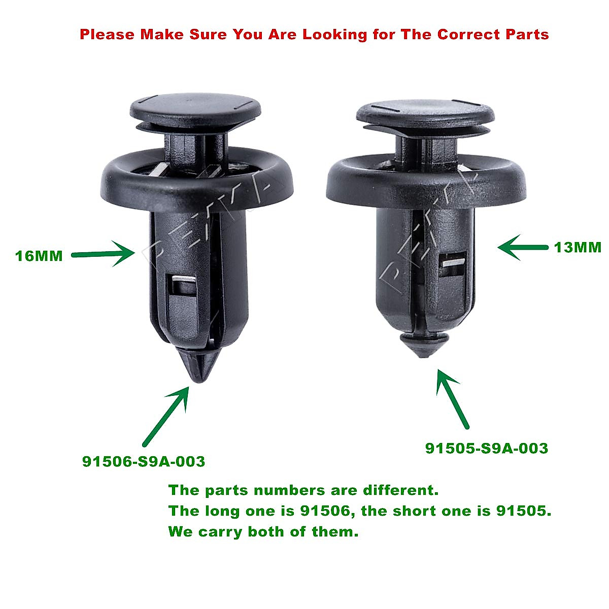 Rexka 40pcs Bumper Fender Grille Splash Shield Clips 91506-S9A-003 Stem Length 16 mm Compatible with Honda Acura Accord Civic CR-V Odyssey MDX RDX TSX TL ILX