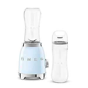 SMEG 50's Retro Style Personal Blender with Backlit Knob and Two 600 ML BPA Free bottles PBF01PBUS Pastel Blue