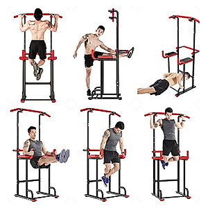 KDFJ Power Tower, Power Tower and Gym Tower, Dip Station, Pull-Up Bar, Full Body Workout, Multifunctional Weight Station A Varied Home Workout-Black