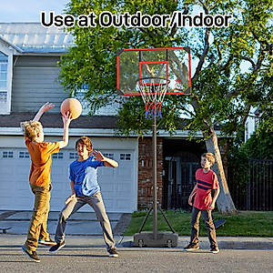 Yohood Kids Basketball Hoop Outdoor 4.82-8.53ft Adjustable, Portable Basketball Hoops & Goals for Kids/Teenagers/Youth in Backyard/Driveway/Indoor, with Enlarged Base and PC Backboard