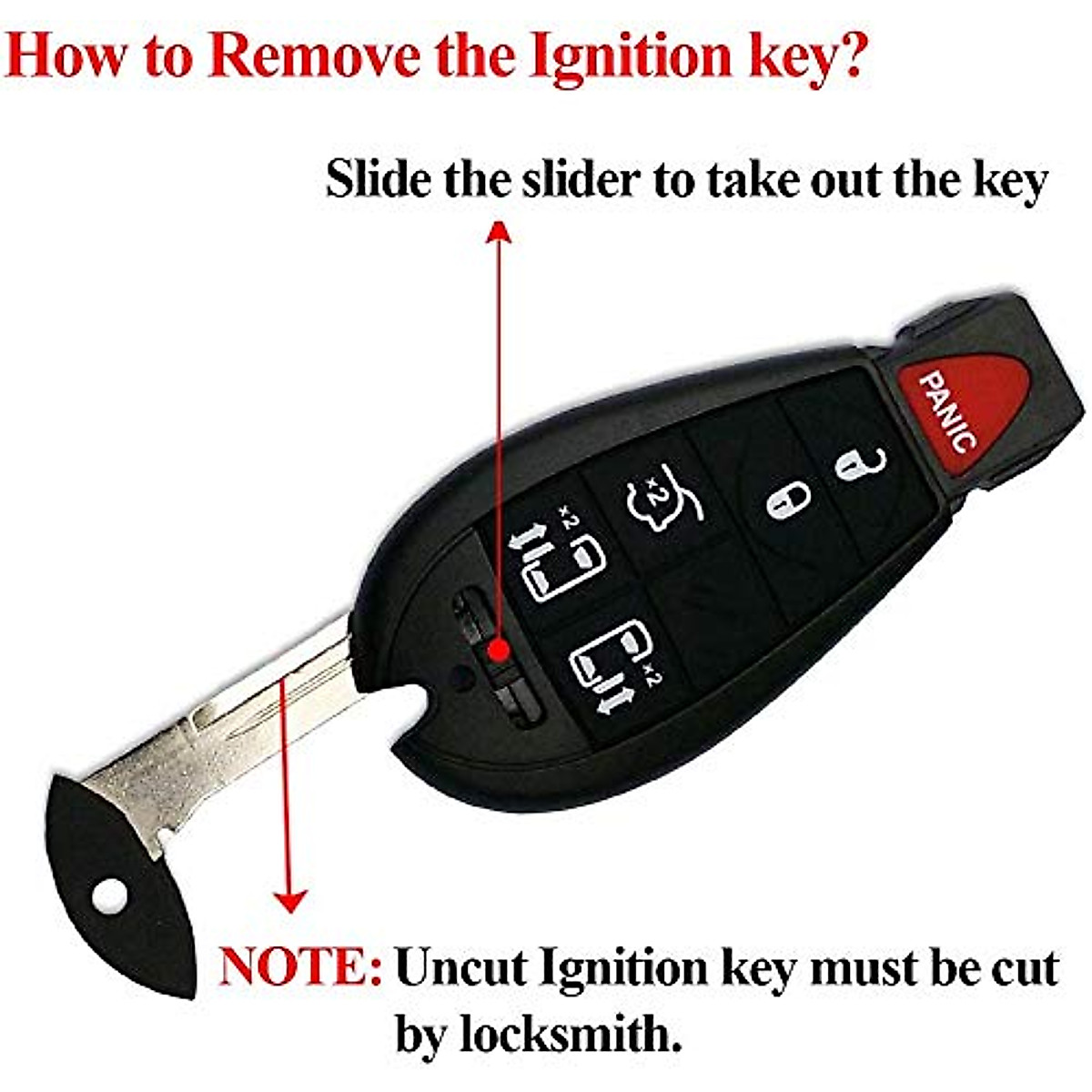 6 Button Key Fob Compatible for 2008-2015 Chrysler Town and Country,2008-2014 Dodge Grand Caravan Keyless Entry Remote Replacement for M3N5WY783X IYZ-C01C