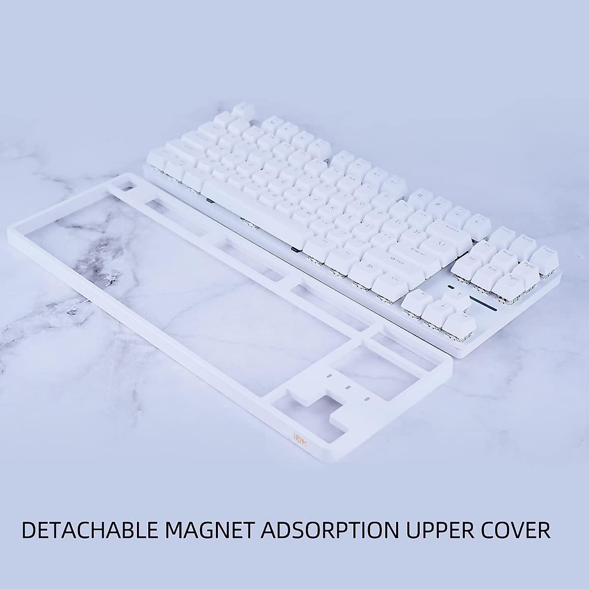 IROK FE87/104 RGB Mechanical Keyboard, Hot Swappable Gaming Keyboard, Customizable Backlit, Magnet Upper Cover Type-C Wired Keyboard for Mac Windows-White/Red switch