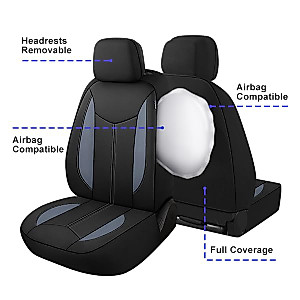 CAROMOP Neoprene Car Seat Cover 2 Front Seats, Waterproof Seat Covers for Cars, Universal Fit for Most Car Interior Covers-Sedan Truck SUV(Black/Gray)