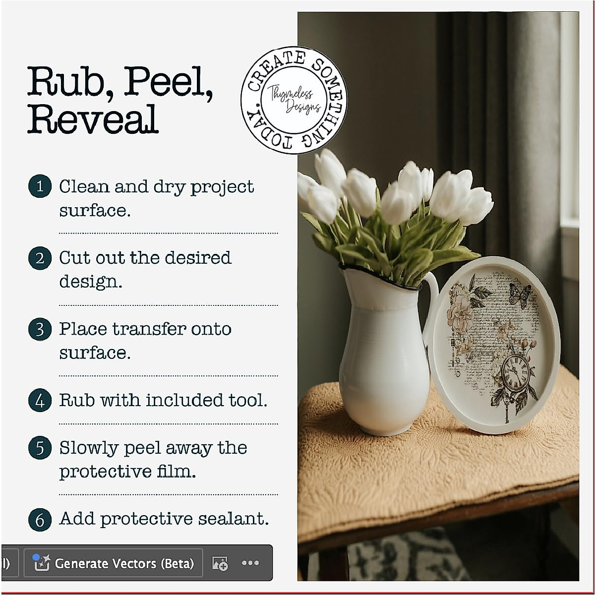 Rub on Transfers for Crafts and Furniture | 3 Design Sheets 6”x 12” | Home Decor Transfers | Furniture and Craft Decals | by Thymeless Designs (Memories of Paris)