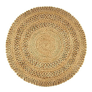 GRUHUM Round Jute Area Rug 3ft Natural Fiber Collection Handwoven Boho Charm Farmhouse Jute Area Rug Soft Braided Rug for Indoor Outdoor Kitchen Bedroom Living Hallways Enterways