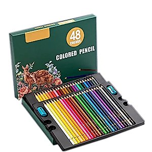 48 Colors Artist Colored Pencils Set for Adult Coloring Books, Soft Core, Professional Numbered Art Drawing Pencils for Sketching Shading Blending Crafting, Gift Tin Box for Beginners Kids