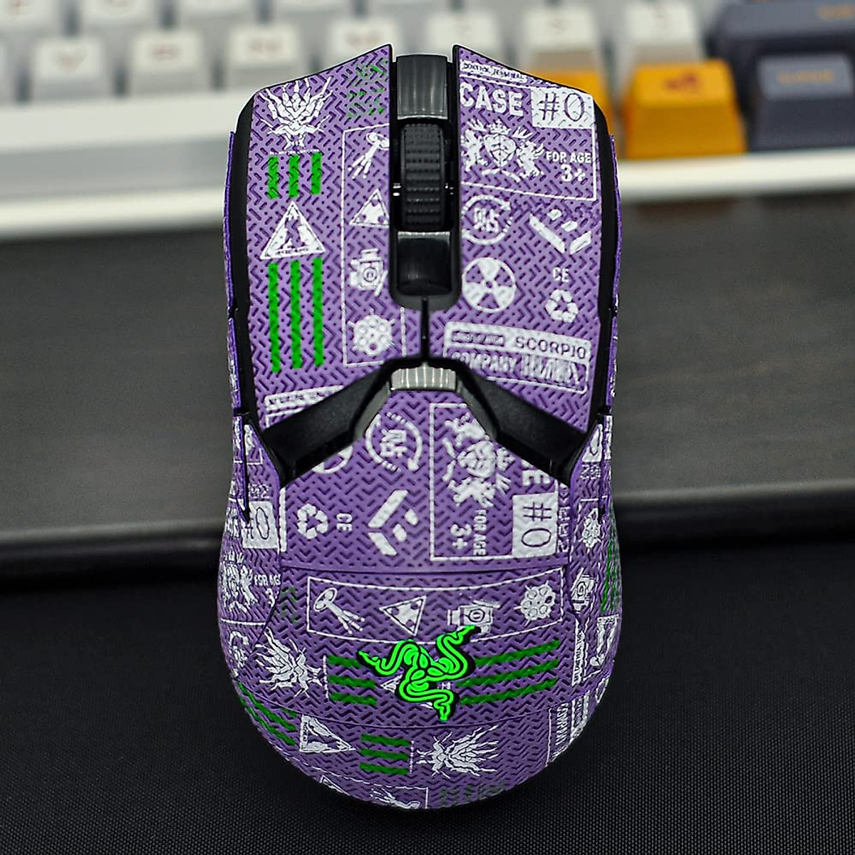 SIKAI CASE Grip Sticker for Razer Viper V2 Pro, Sweatproof, Anti-Slip, Purple, USB, Gaming, Ergonomic Design, 6 Buttons, Windows