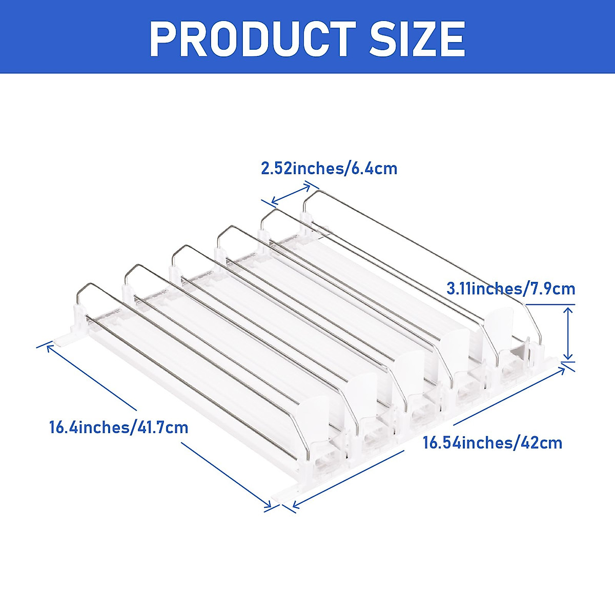 Nisorpa Drink Organizer For Fridge Dispenser, 5 Rows Soda Can Dispenser Water Bottle Organizer For Refrigerator Automatic Beverage Dispenser Pusher Glide Width Adjustable Beer Dispenser for Fridge