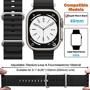 ownace Compatible with apple watch ultra 2 band 49mm with Screen Protector Tempered Glass Sport,Soft Silicone Waterproof Strap Wristbands iWatch Apple Watch Series Ultra Women Men