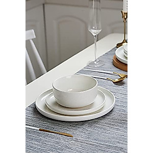 Famiware Plates and Bowls Set, 12 Pieces Dinnerware Sets, Dishes Set for 4, White