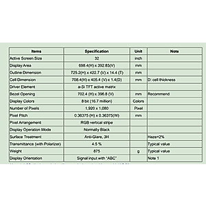 SANZAMELIN 32 inch 1920 x 1080 TFT LCD Module Screen with LVDS Interface Display and IPS Viewing Angle Panel