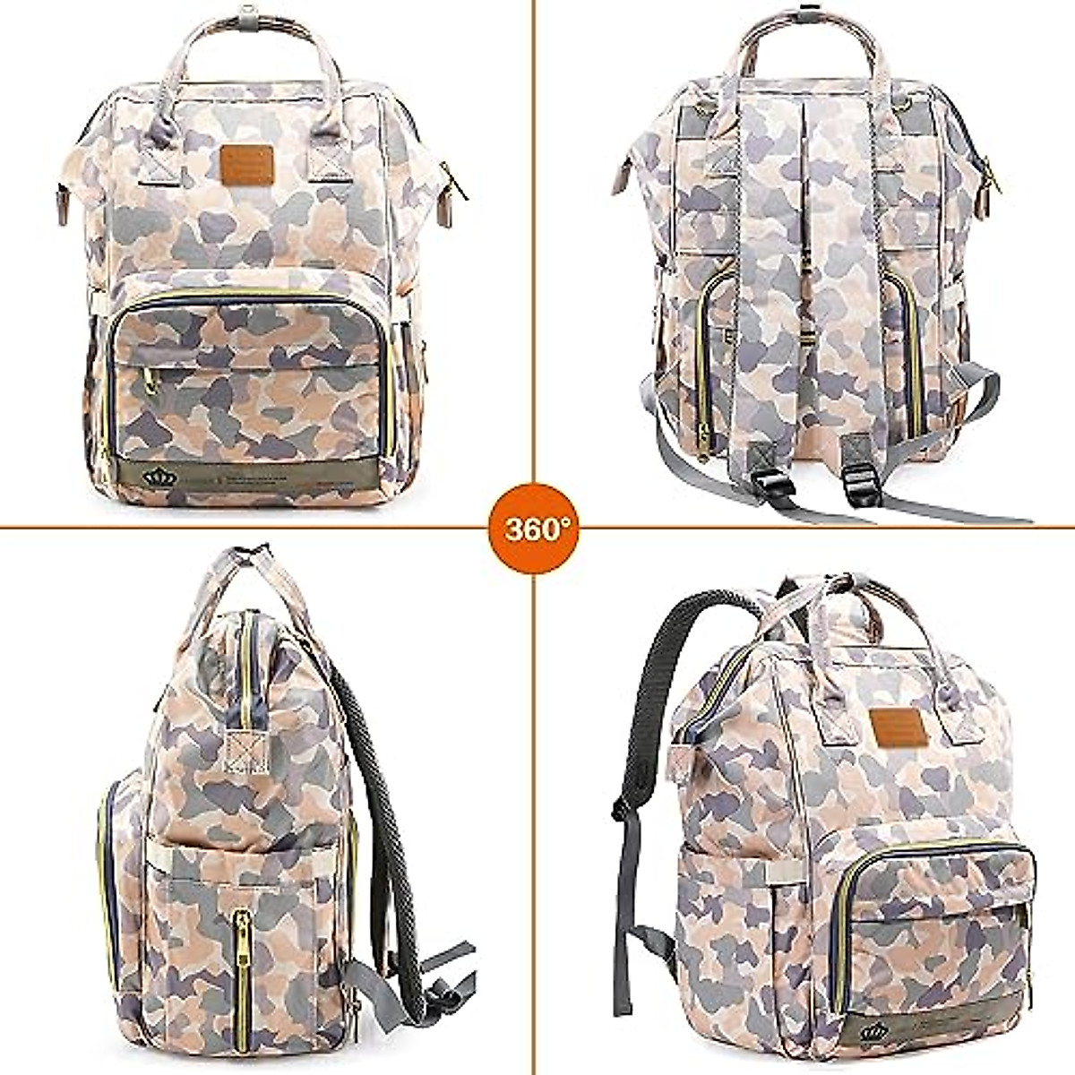 Limhoo Diaper Bag Backpack for Men Dad, Waterproof Large Canvas Camo Nappy Bags, Baby Care Bag (New Camouflage)