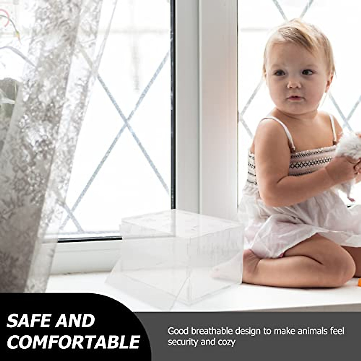 POPETPOP Pet Playpen Glass Hamster Cage Hamster Cage Acrylic Chinchilla House Habitat Mice Transparent Cage Small Pet Breeding Box for Your Small Pet 25X20X15CM Hamster Carrier Pet Toys