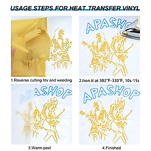 Gold Heat Transfer Vinyl Roll, 12" x 8' Gold HTV Vinyl, Glossy Adhesive Gold Iron on Vinyl - Easy to Weed & Cut Vinyl HTV for T-Shirt (Gold, 12 inch x 8 feet)