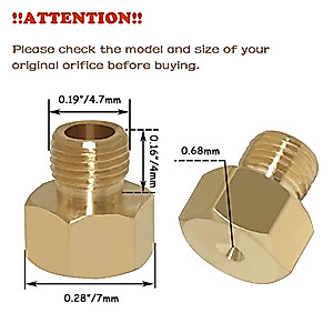 Hooshing 10PCS Propane Gas Orifice Nozzle Propane LPG Gas Pipe Water Heater DIY Burner Parts M5 x 0.5mm Orifice Size 0.65mm Brass Jet Nozzles