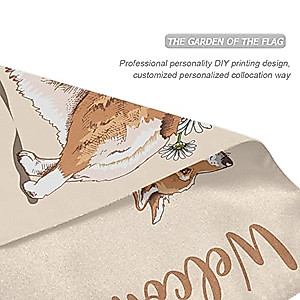 susiyo Outdoor Garden Flags 12 X 18 Prime, Yard Flag Summer, Welcome Flags Double Sided, Funny Welsh Corgi Dog With A Chamomile Flowers Polyester Decorative Flags For Outside Spring Summer Farmhouse
