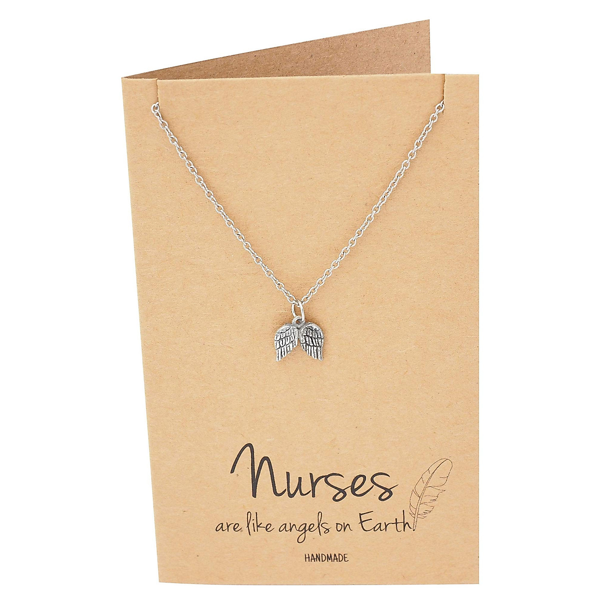 quan jewelry Nurse Necklace Handcrafted Angel-Wings Pendant, Thank you Appreciation Graduation Gift Ideas, Presents for Nurses, RN, Pre-Med Students, Doctors, Friendship Necklace